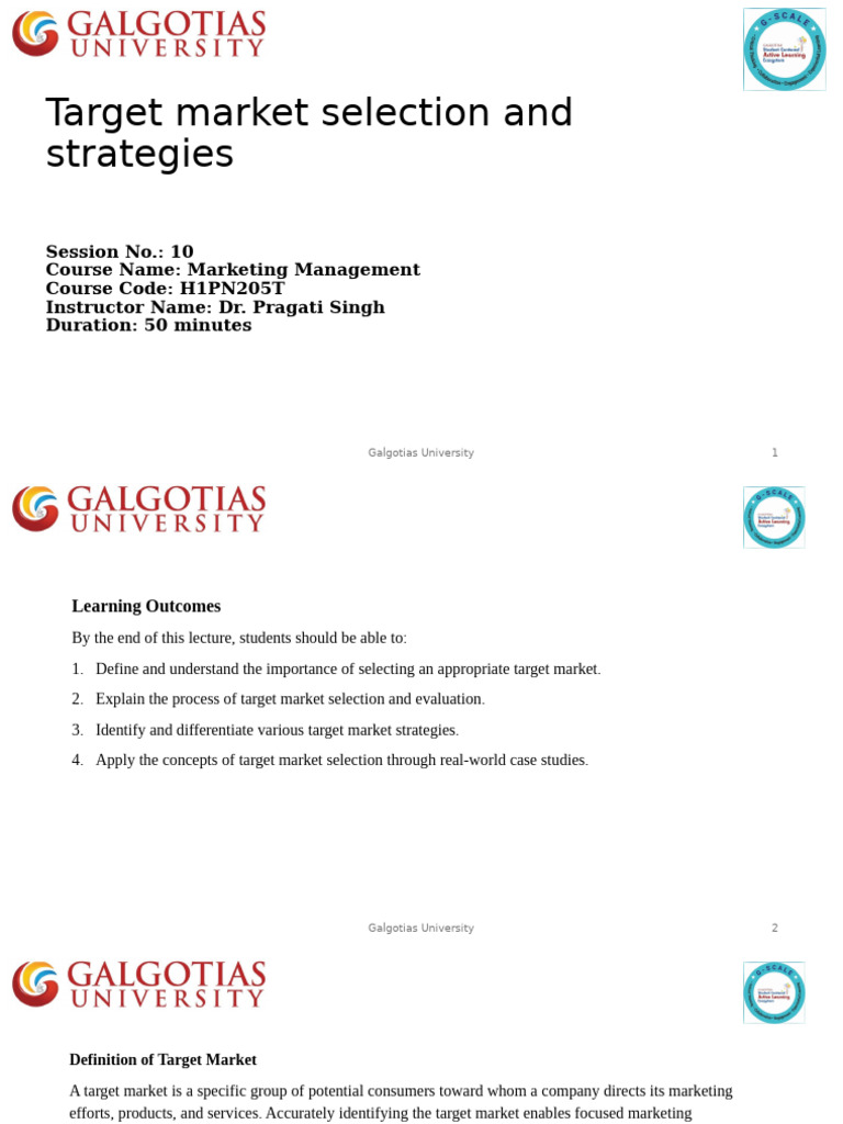 SESSION 10 Target Market Selection and Strategies | PDF | Marketing | Brand