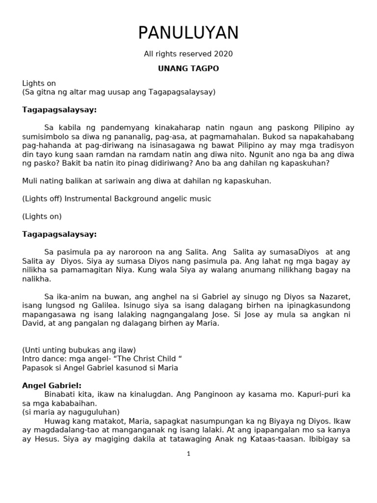 Panuluyan Script 2020 | PDF