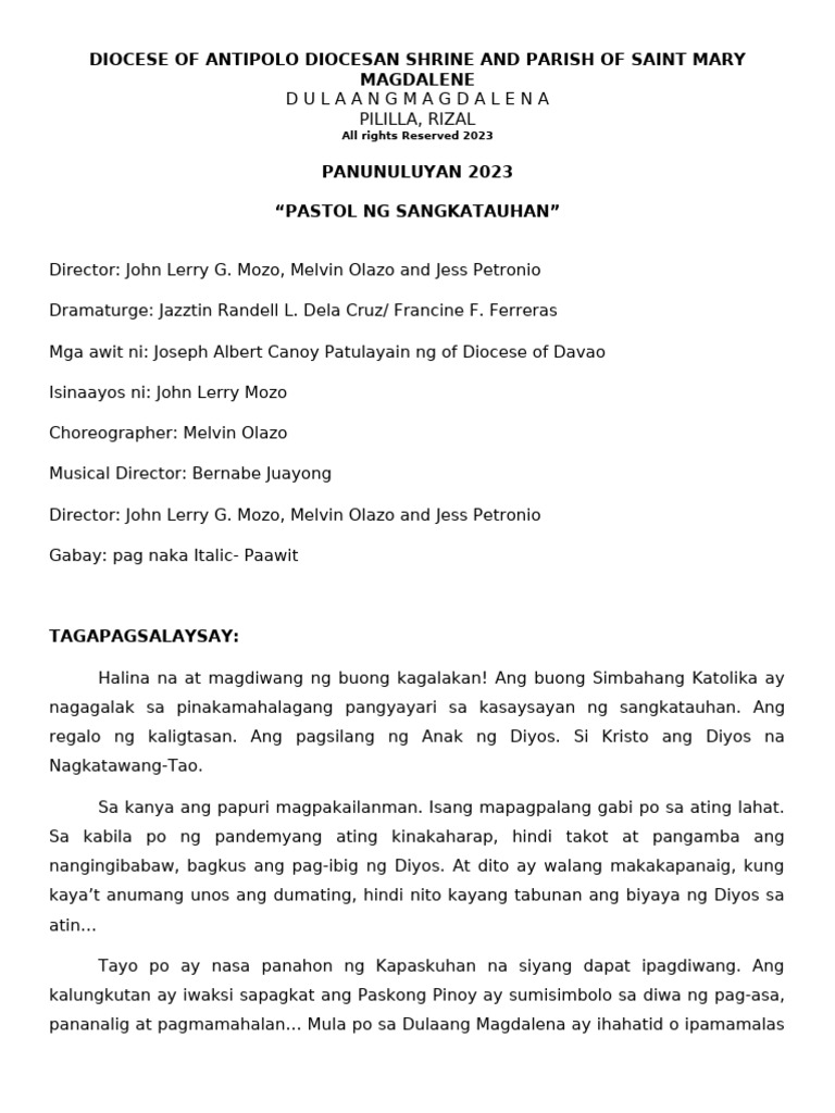 Script Panunuluyan 2023 | PDF