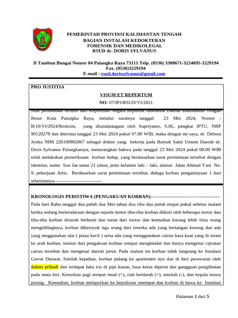 Debora Jesika Visum Et Repertum Hidup - Gangguan Penglihatan, Luka Iris ...
