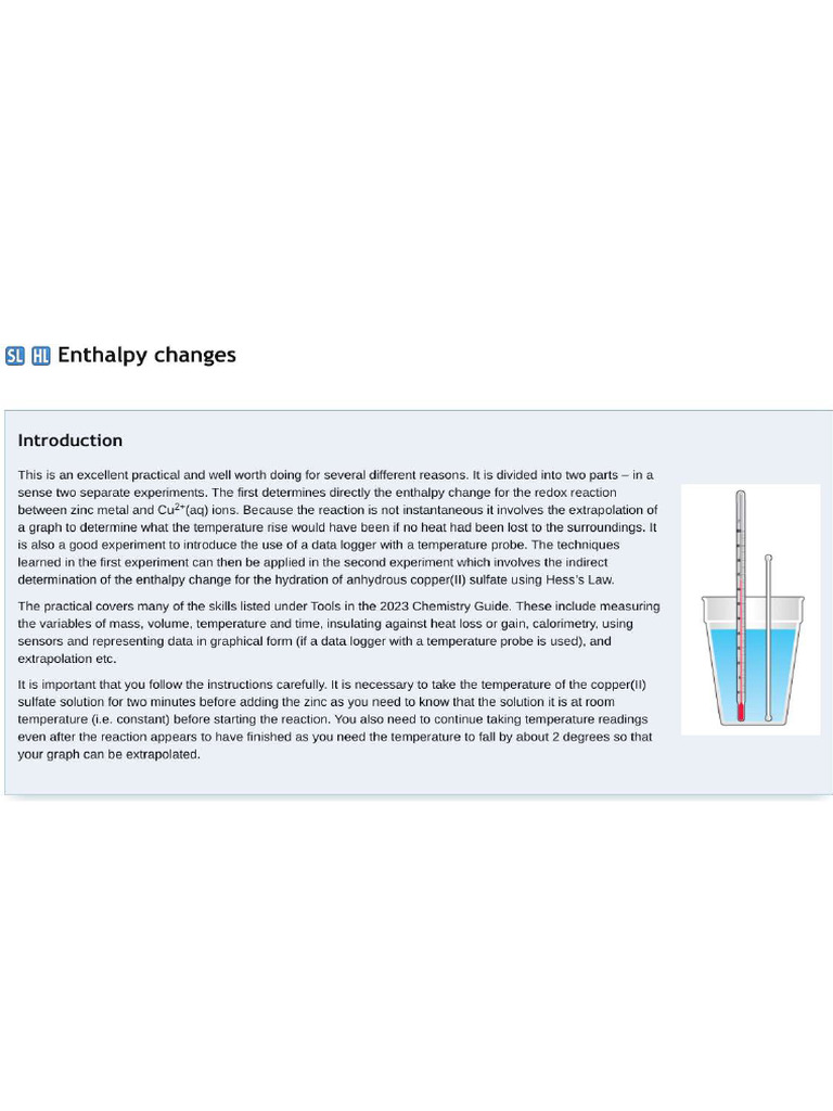 Enthalpy Changes Practical | PDF | Zinc | Chemical Compounds