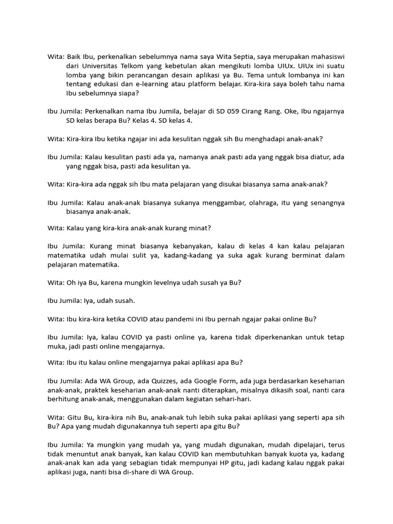 Transkrip Wawancara Guru SD | PDF