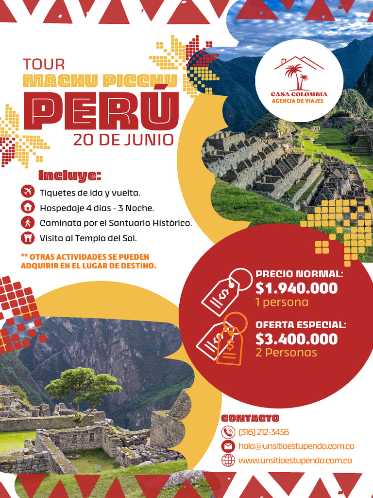 Póster Agencia de Viajes Llamativo Rojo | PDF