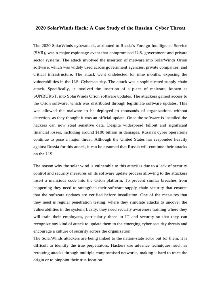 SolarWinds Hack (Case Study) | PDF | Computer Security | Security