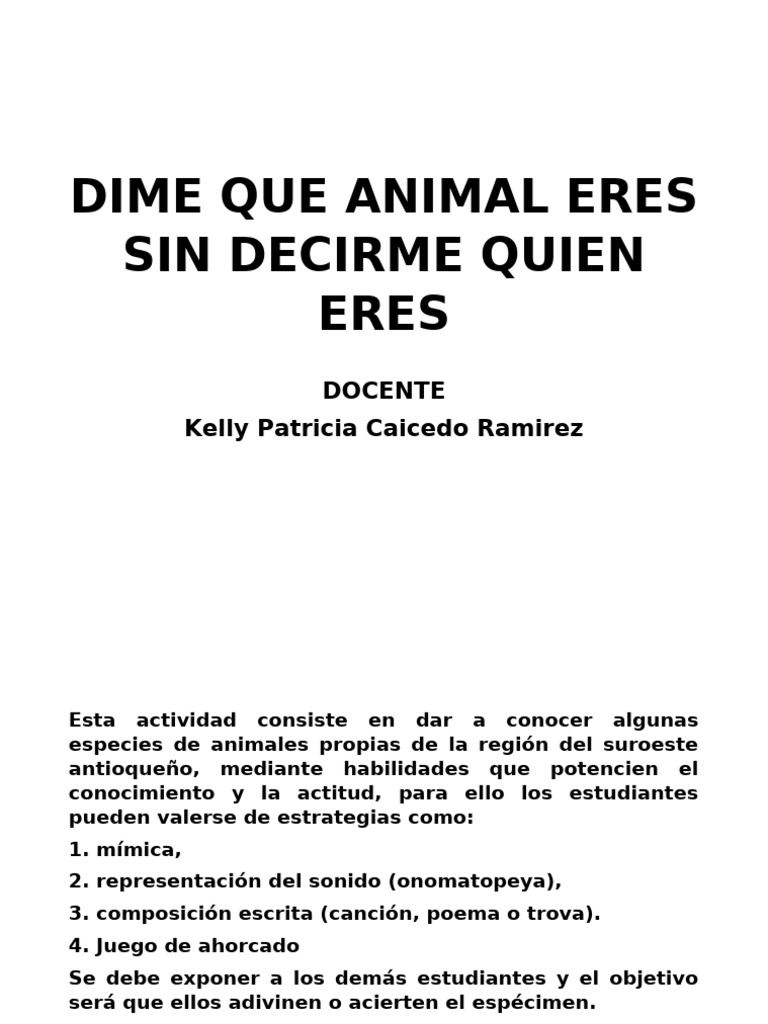 Dime Que Anima Eres Sin Decirme Quien Eres | PDF | Zoología