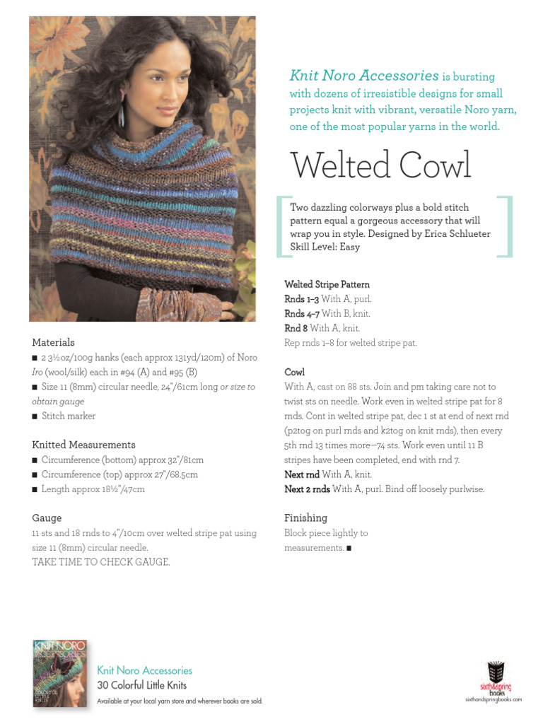 Cowl Big NORO - Welted Cowl.5319 | PDF | Knitting | Knitting Needle