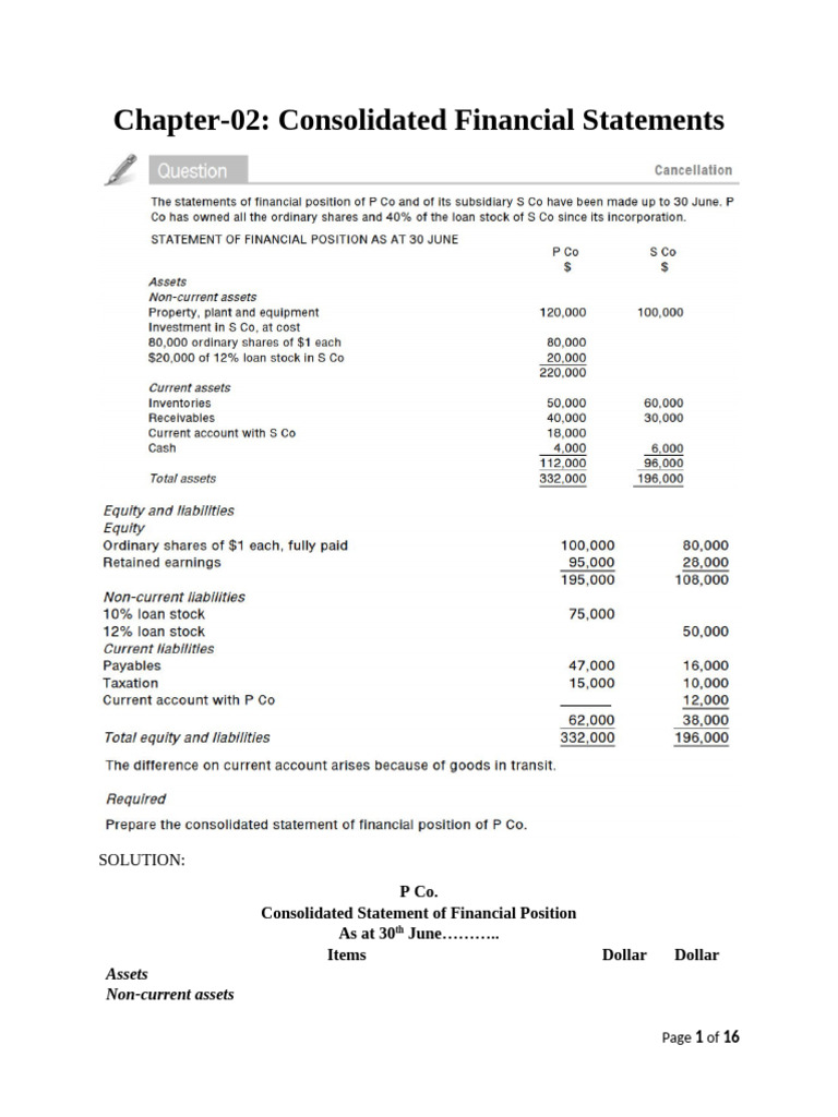 Chapter - 2 - Consolidated Financial Statements | PDF | Goodwill ...