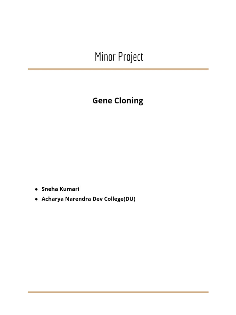 Minor Project | PDF | Molecular Cloning | Genetic Engineering