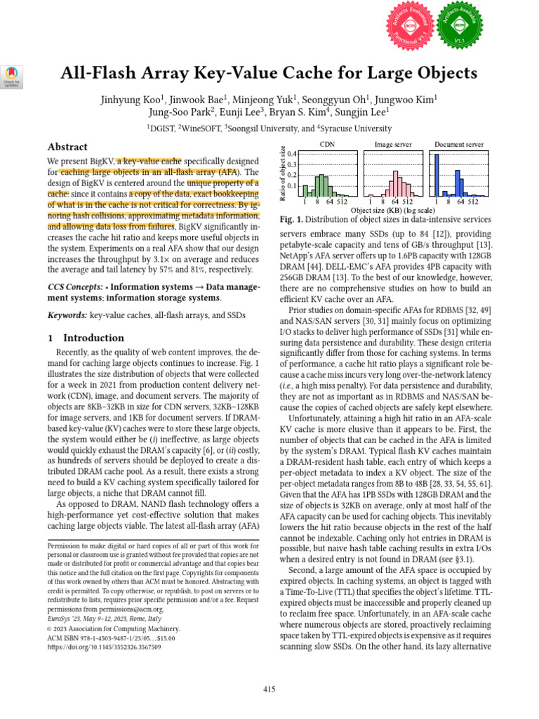 All-Flash Array Key-Value Cache For Large Objects | PDF | Solid State Drive | Cache (Computing)