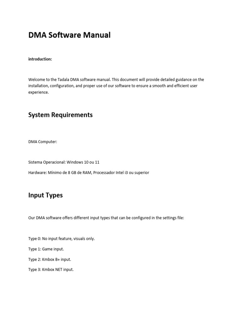 Tadala DMA Software User Guide | PDF | Software | Input/Output