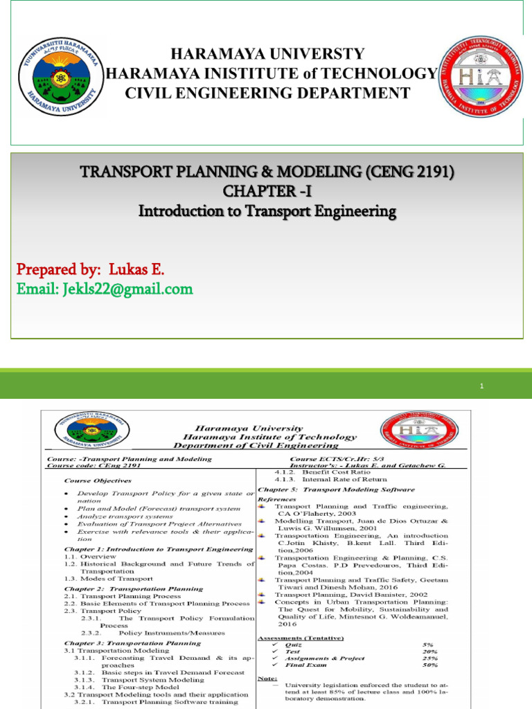Transport Planning and Modeling-HiT (Autosaved) | PDF | Transport ...