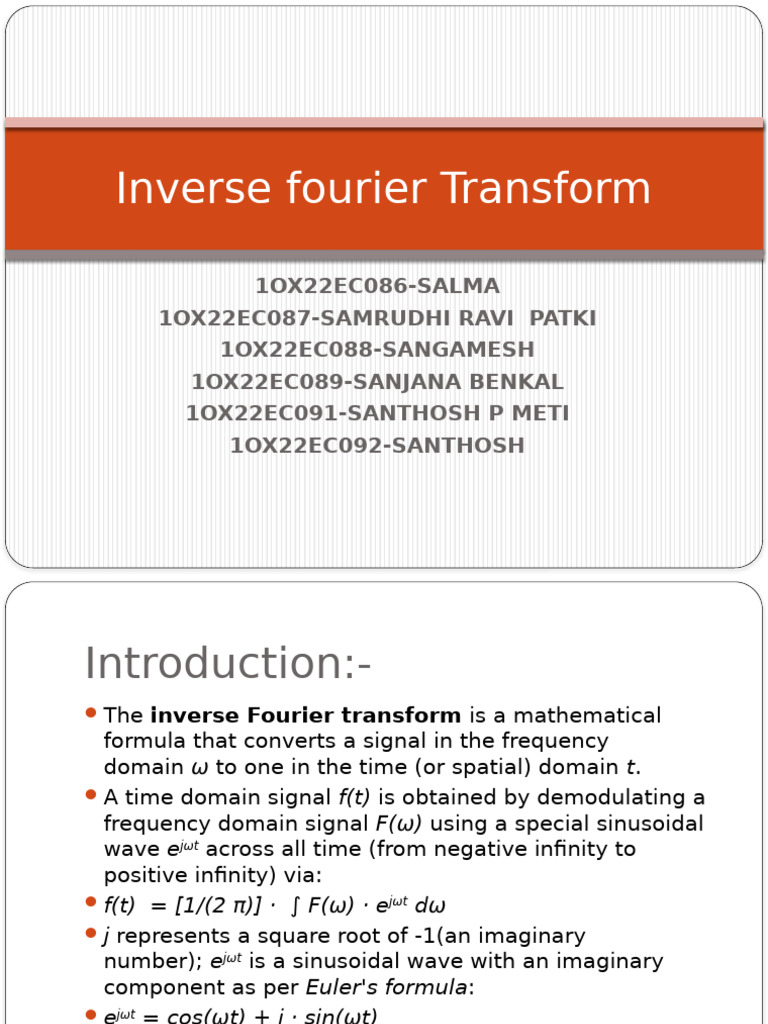 Inverse Fourier Transform | PDF