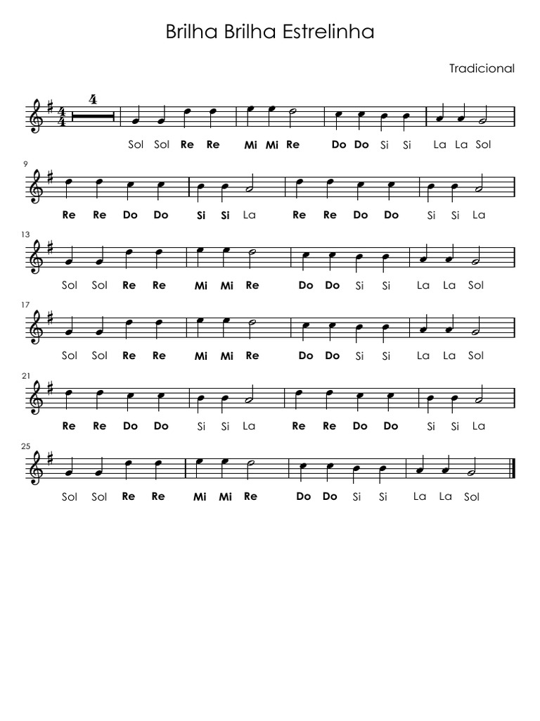 Brilha Brilha Estrelinha - Partitura | PDF
