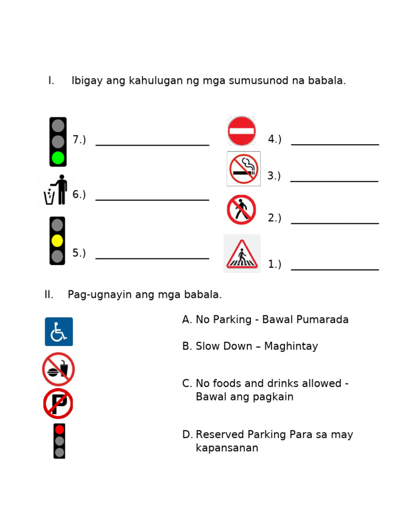 Grade 1 - Babala Worksheets | PDF
