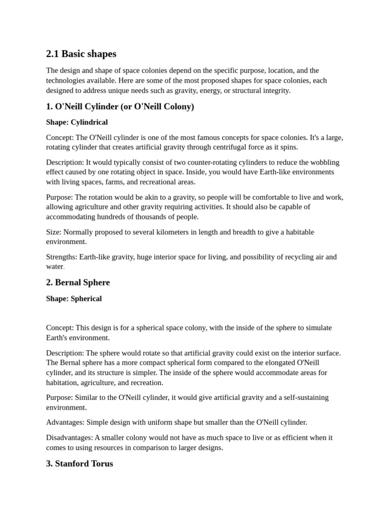 Space Colony Designs and Concepts | PDF | Outer Space | Space Colonization