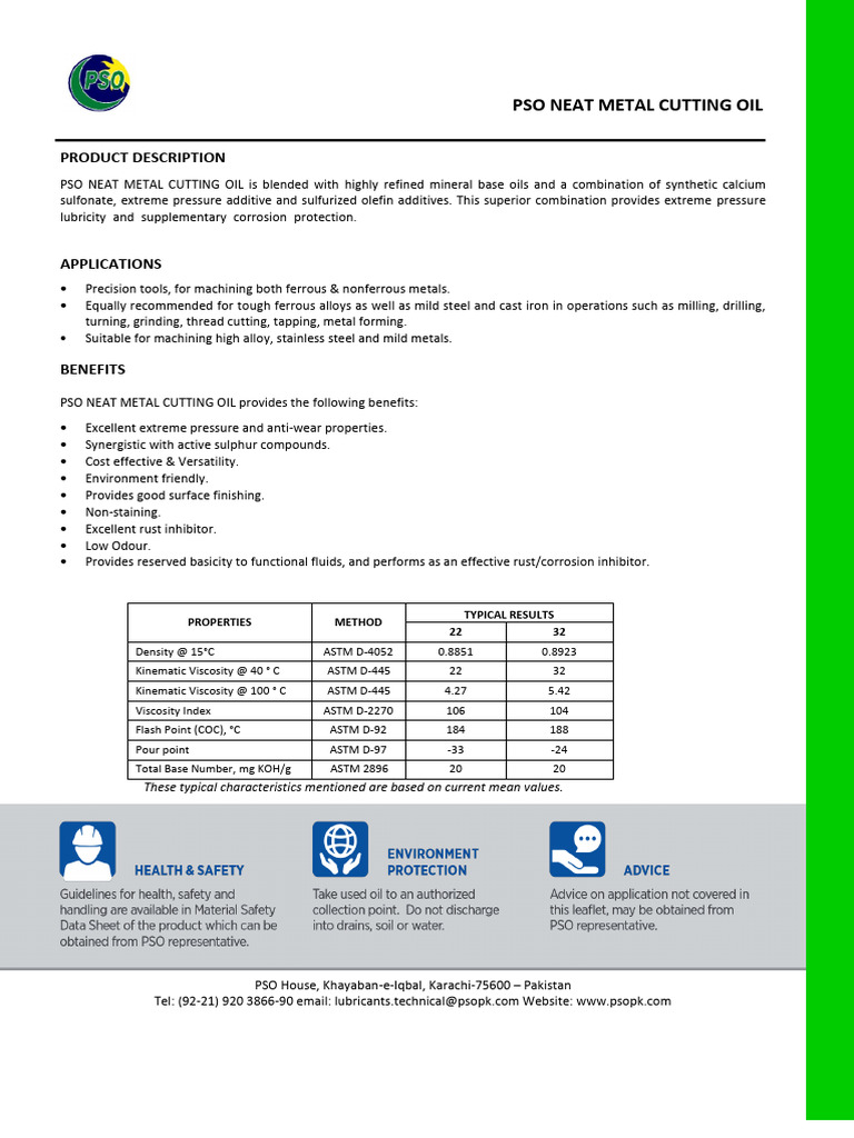 Pso Neat Metal Cutting Oil | PDF | Metals | Rust