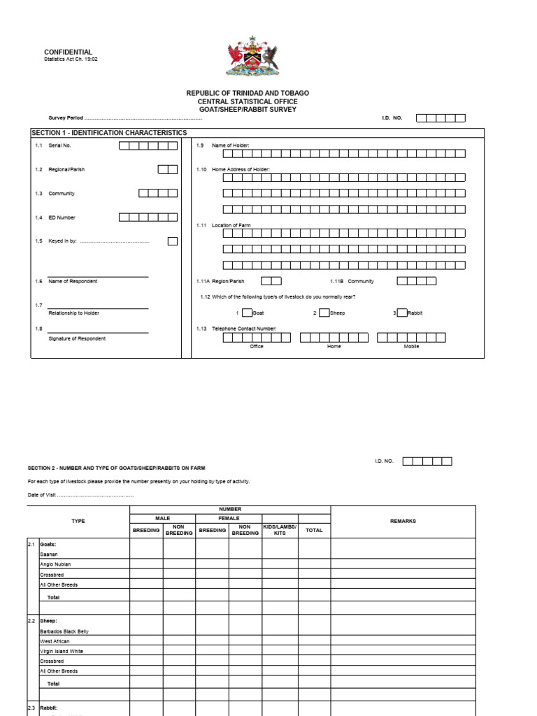 Trinidad Goat, Sheep, Rabbit Survey | PDF | Sheep | Domesticated Animals