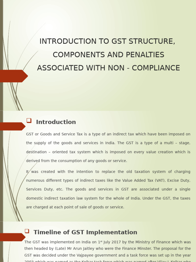 Introduction To GST Structure LJ Components and Penalties | PDF | Taxes ...