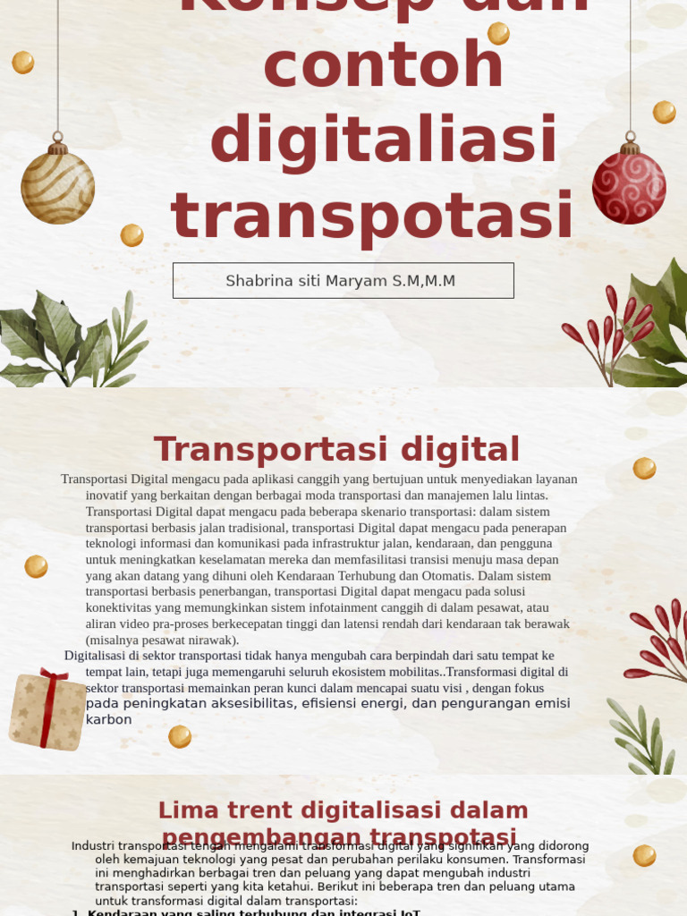 Konsep Dan Contoh Digitaliasi Transpotasi | PDF