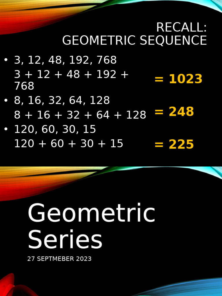 Finite Geometric Series | PDF | Mathematical Objects | Calculus