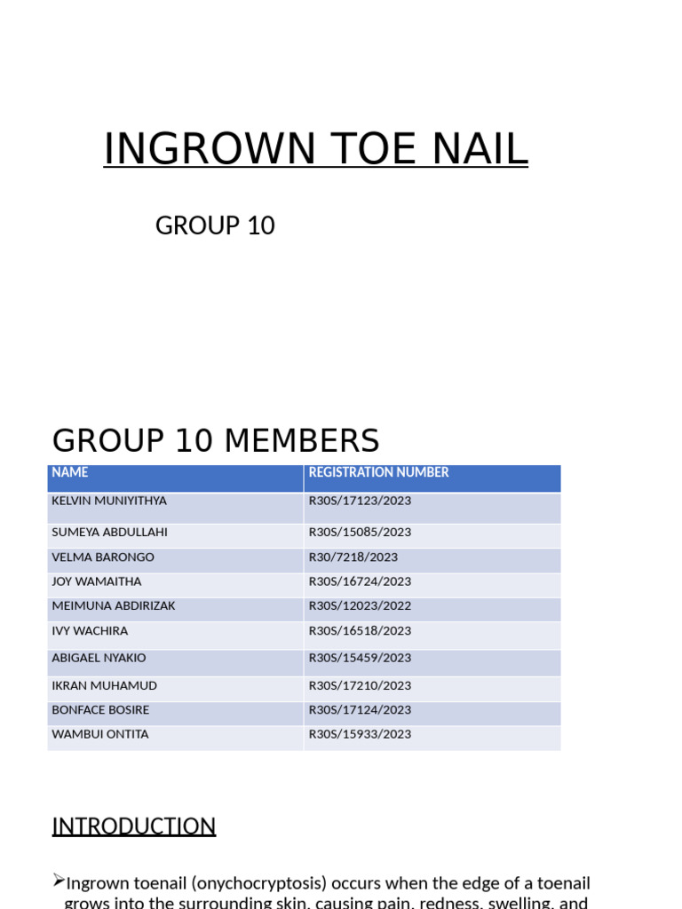 INGROWN_TOE_NAIL_GROUP_10[2] | PDF | Nail (Anatomy) | Medical Specialties