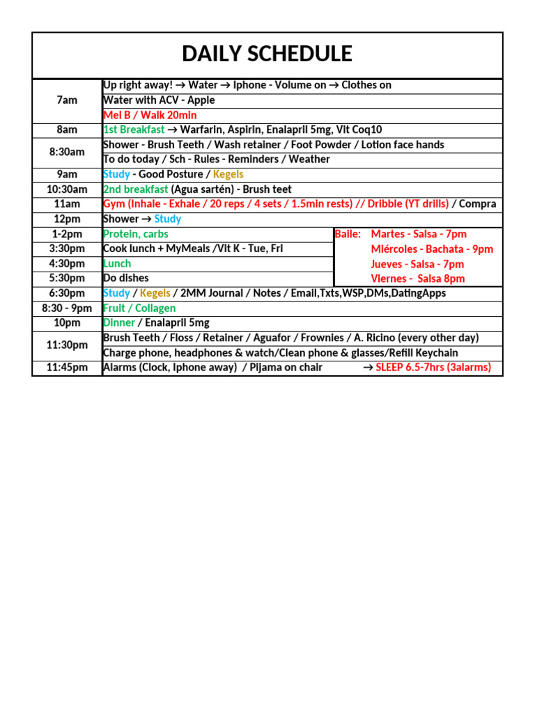 Daily Wellness and Activity Schedule | PDF