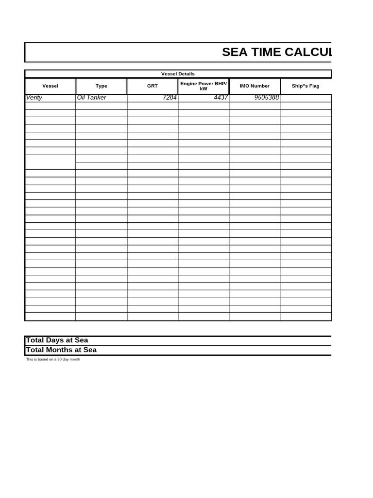 Sea Time Calculator for Deck Cadets | PDF | Shipping | Ships