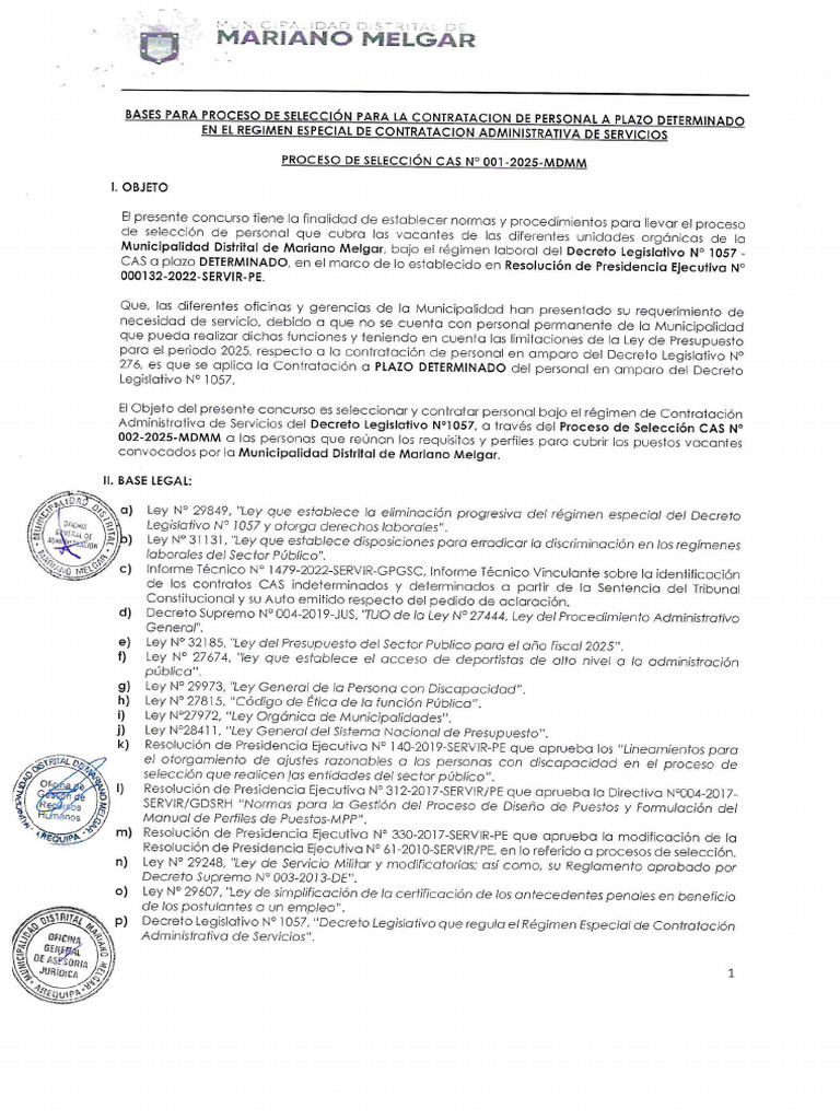 Bases de Proceso Cas 001 2025 | PDF
