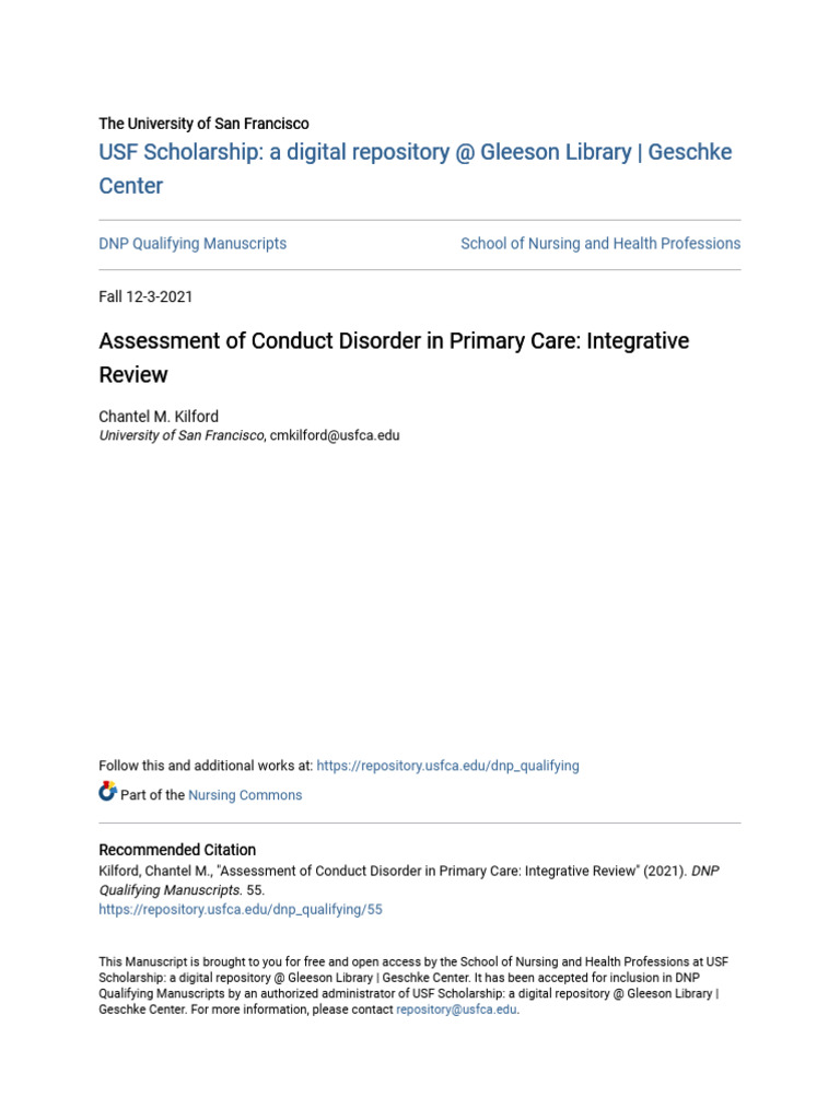 Conduct Disorder Assessment in Primary Care | PDF | Mental Disorder ...