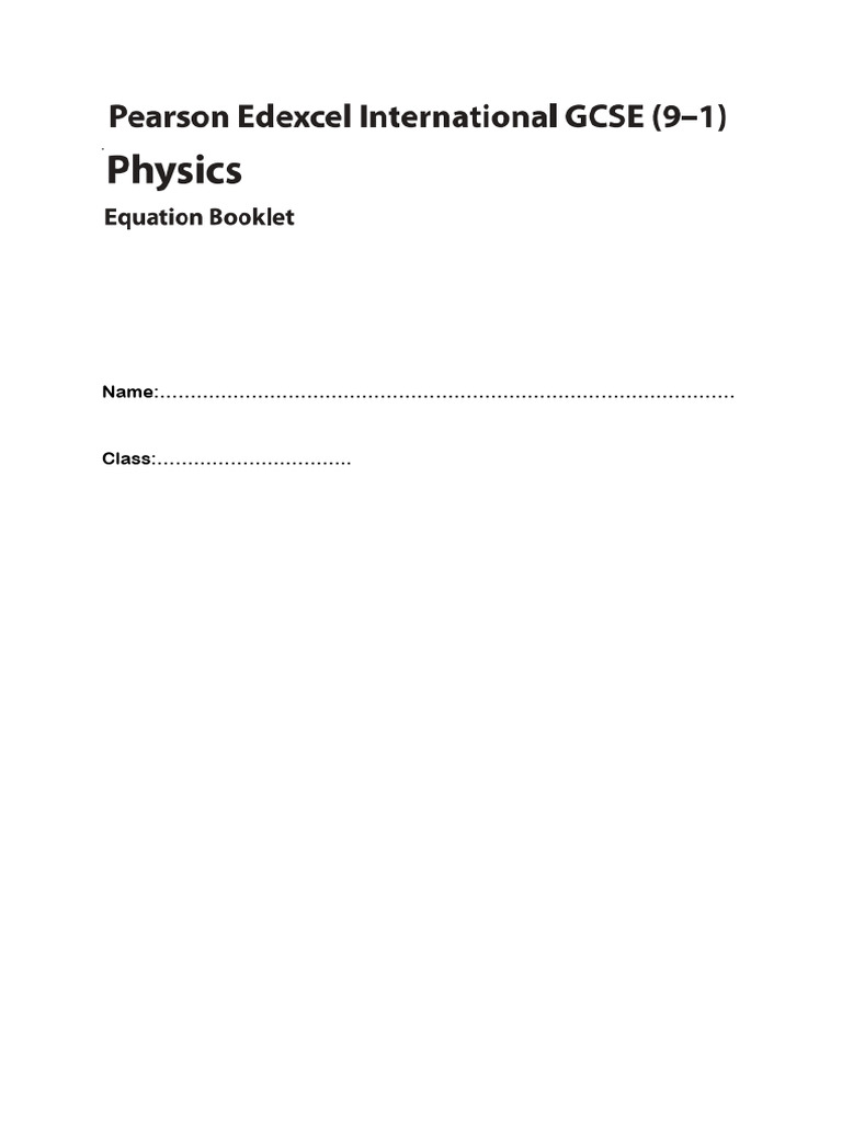 Edexcel Physics Equation Booklet | PDF