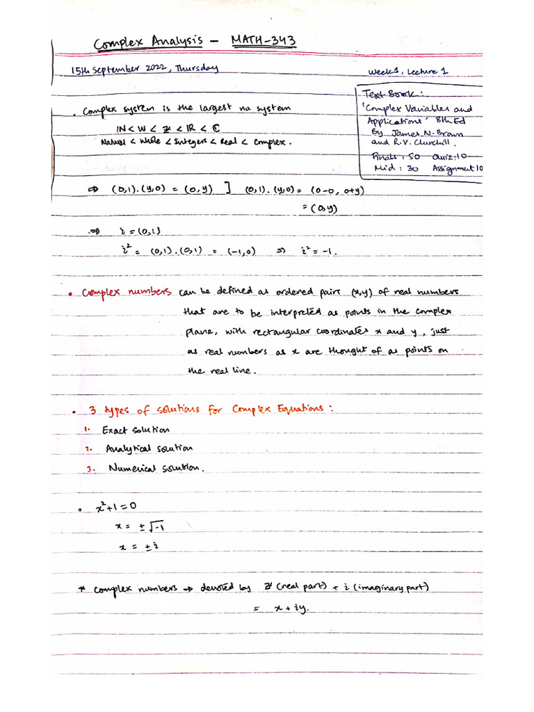 Complex Analysis (Notes) | PDF