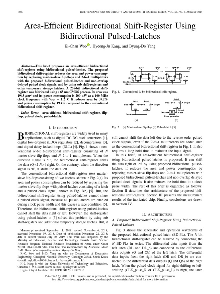 Area-Efficient Bidirectional Shift-Register Using Bidirectional Pulsed-Latches | PDF | Cmos ...