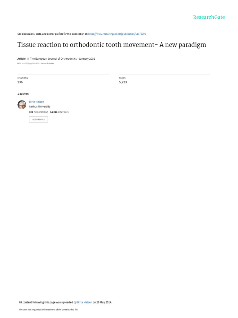 Tissue Reaction To Orthodontic Tooth Movement - A New Paradigm | PDF ...