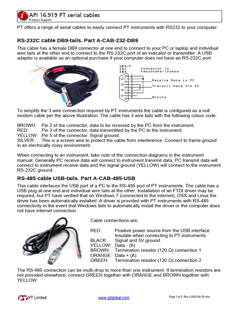 PT Serial Cables for USB Connections | PDF | Usb | Computer Hardware