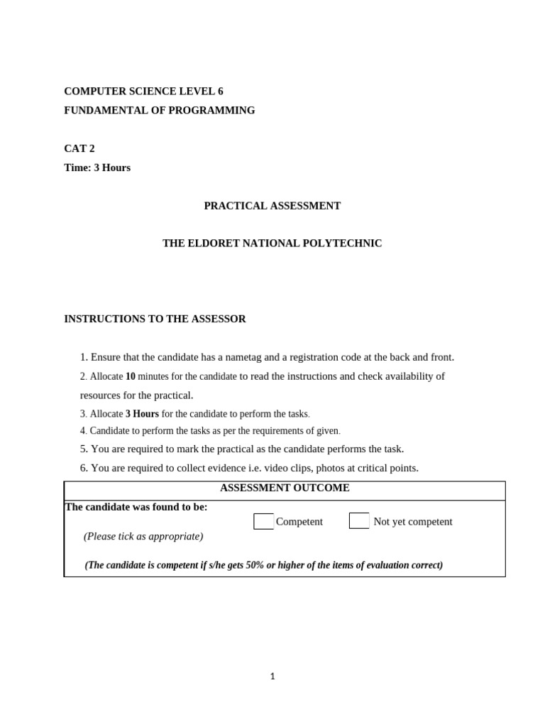 Observation Checklist CAT 2 JAVA | PDF | Method (Computer Programming) | Software Development