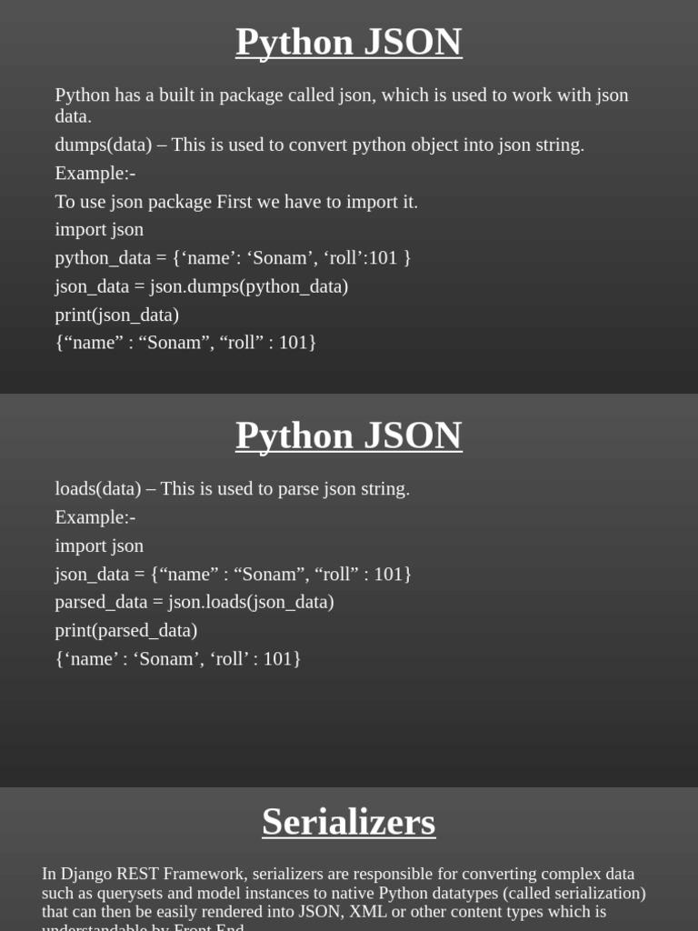 Python JSON and Django Serialization Guide | PDF | Json | Programming ...