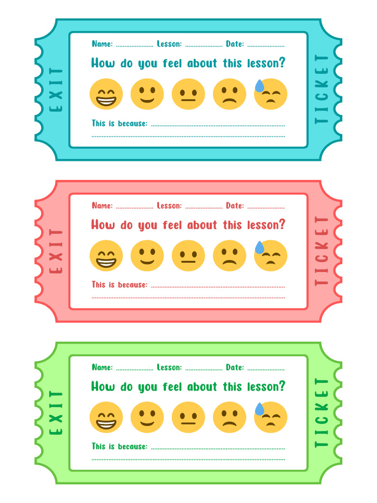 Exit Tickets Pack - End of Lesson Self-Assessment - Social Emotional ...