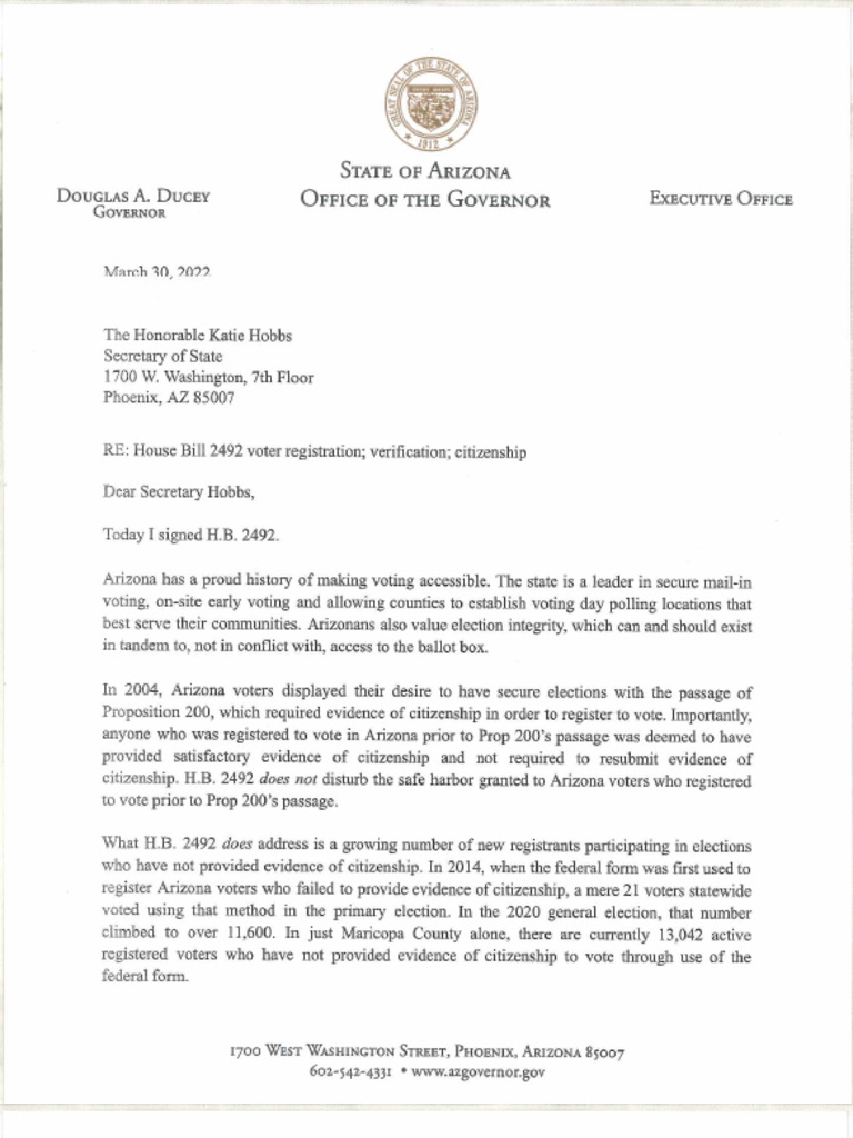 Hb2492 Signing Letter | PDF