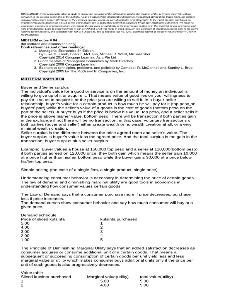 LEARN MAT-04 Midterm-ManECON | PDF | Economic Surplus | Prices