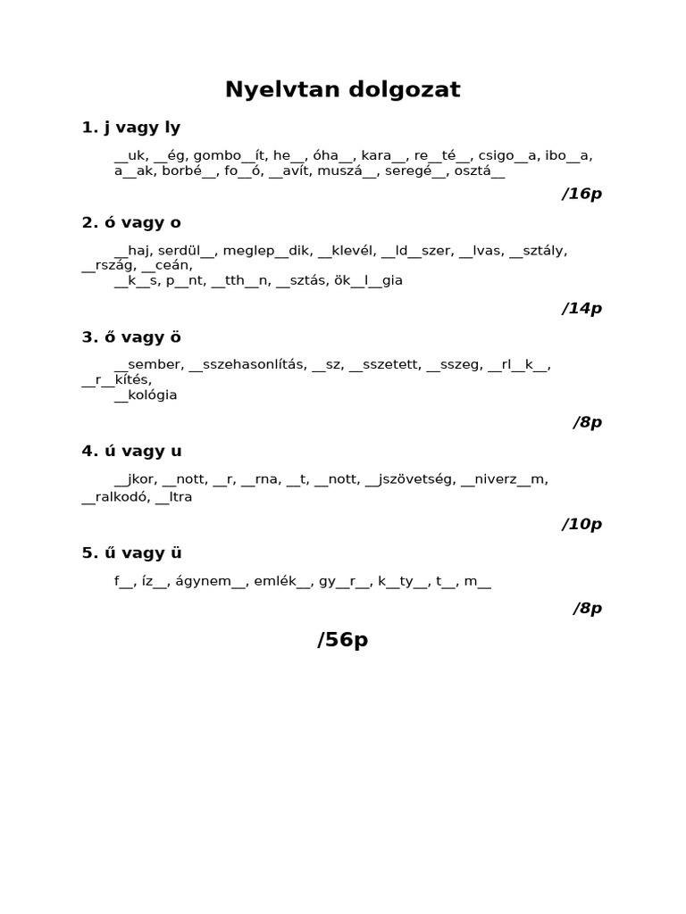 Nyelvtan Dolgozat | PDF