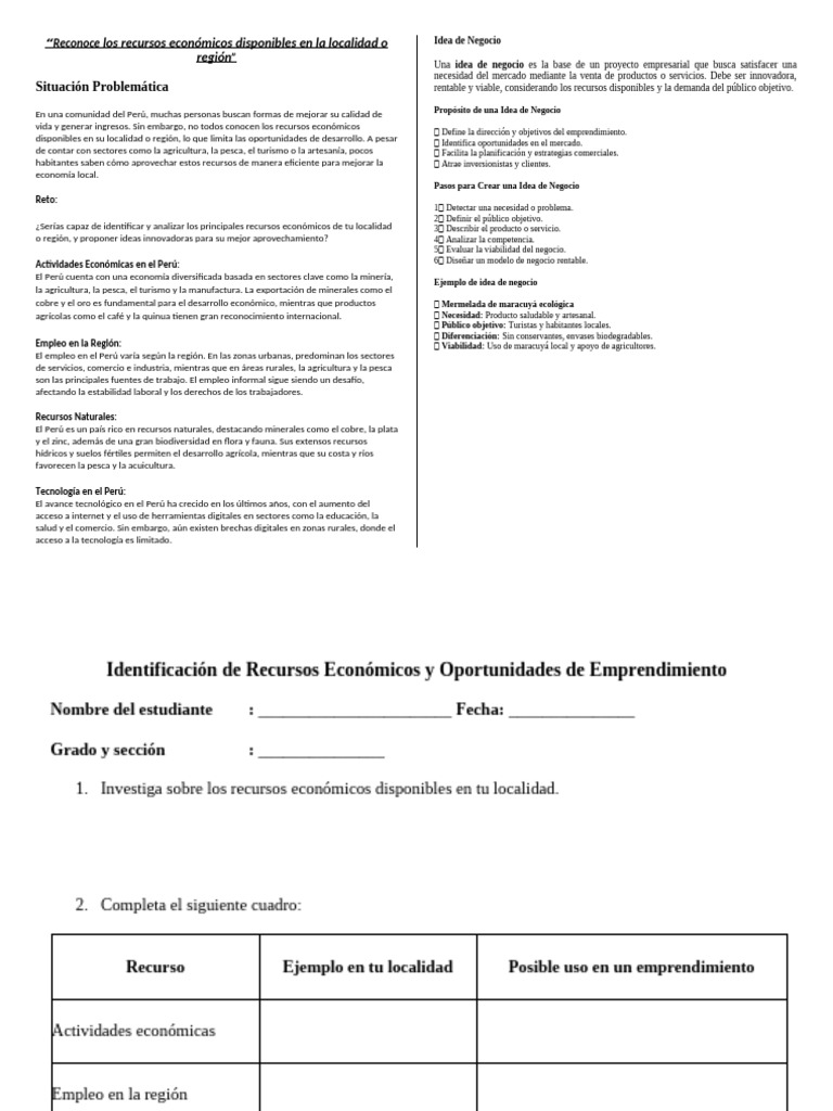 Ficha de Aprendizaje S5 - U1 - 1SEC | PDF | Agricultura | Iniciativa empresarial