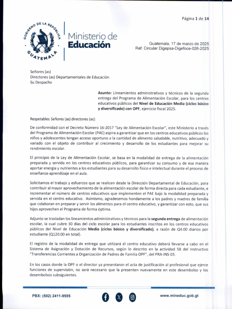 Circular Digepsa-Digefoce-026-2025 Nivel Media Con Opf | PDF