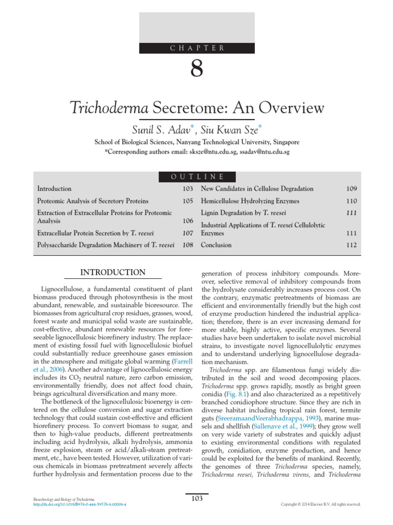 Trichoderma Secretome - An Overview | PDF | Lignin | Cellulose