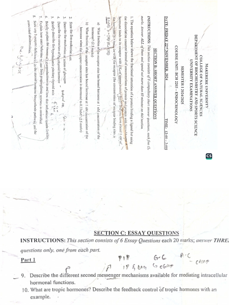 Endocrinology and Biomolecules Pastpapers | PDF