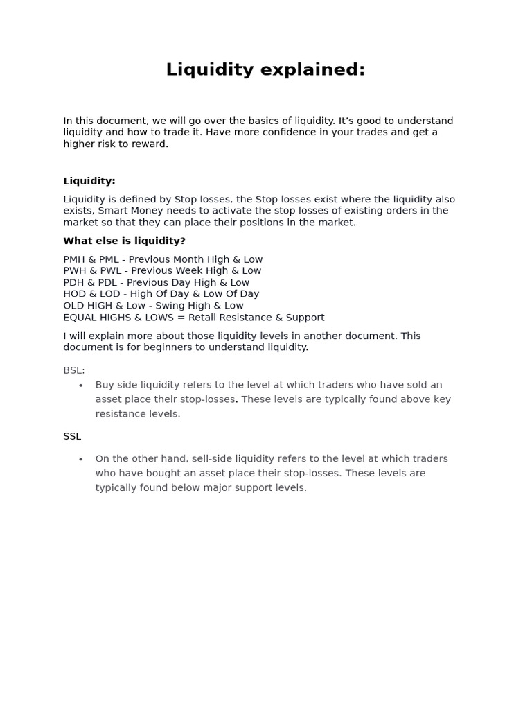 Liquidity For Beginners - Moneywalker | PDF | Market Liquidity | Order ...