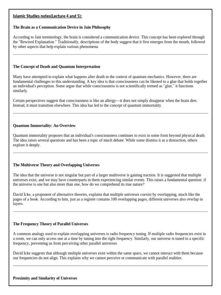 Islamic Studies Notes# 4 &5 | PDF | Reincarnation | Karma