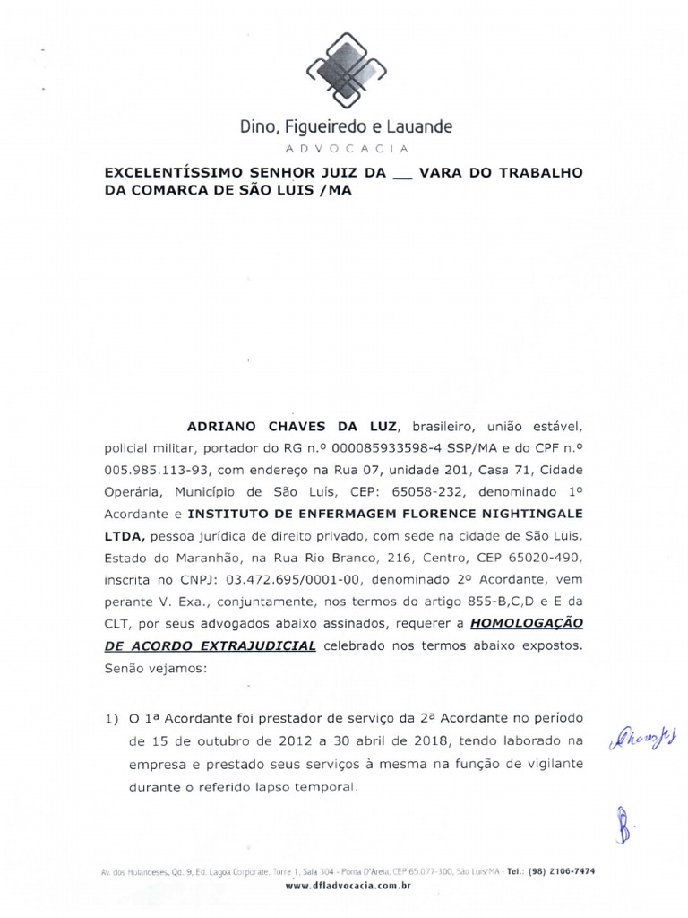 Minuta de Acordo Adriano Chaves Da Luz | PDF