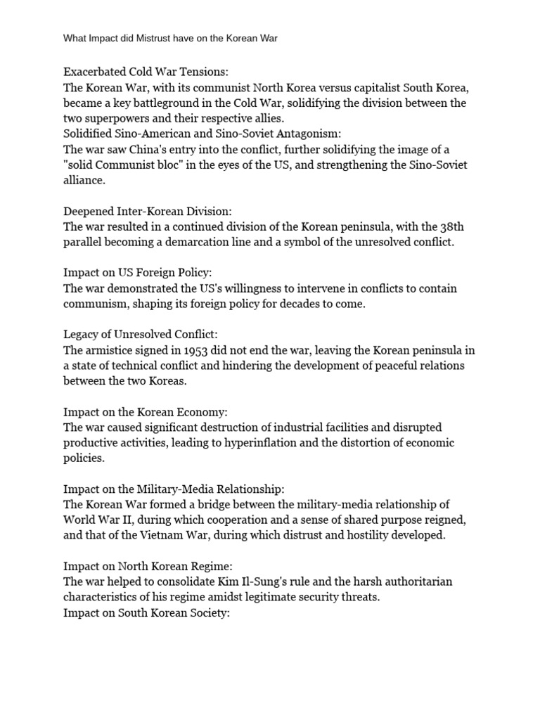 Exacerbated Cold War Tensions - Korean War Notes | PDF