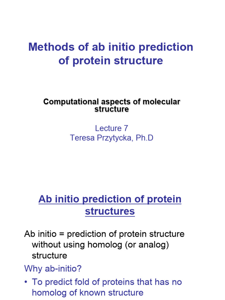 Ab Initio Protein Folding Methods | PDF | Markov Chain | Protein Structure