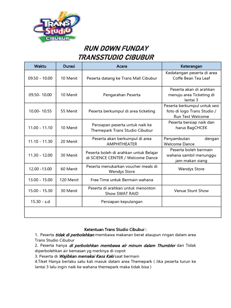 Run Down Acara Funday | PDF